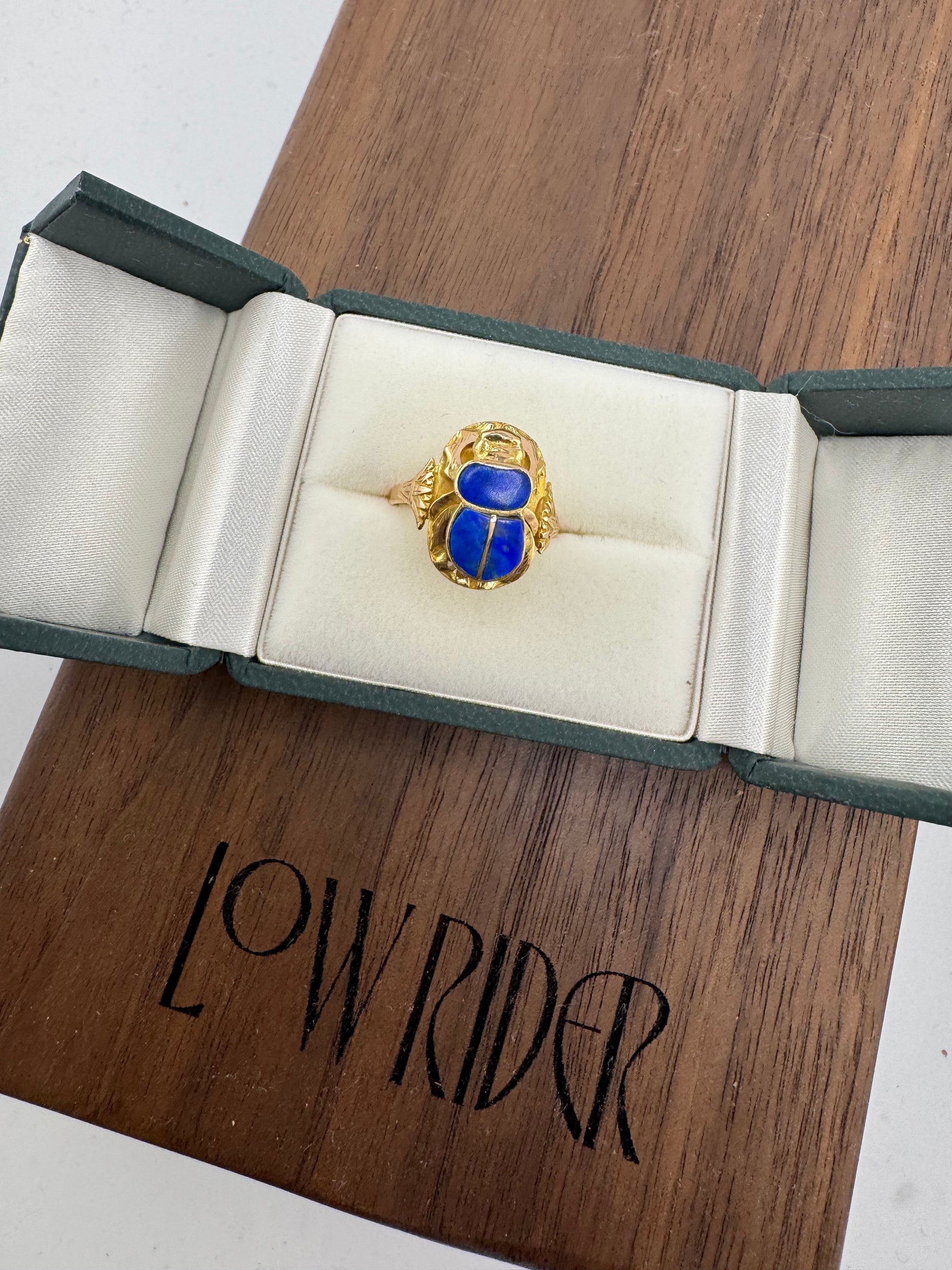 Lapis Scarab 18K Ring